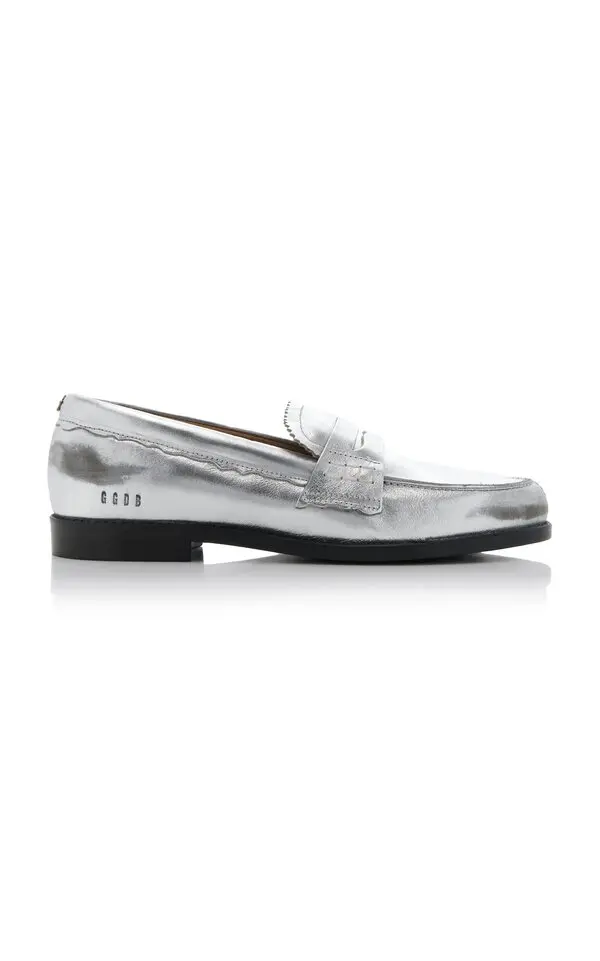 GOLDEN GOOSE Jerry Metallic Leather Loafers - Silver