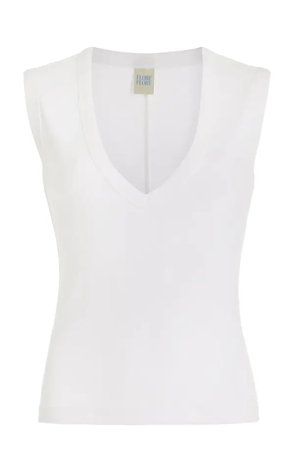 FLORE FLORE Dewi Cotton V-neck Tank Top - White