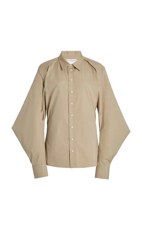Bottega Veneta Cape-sleeve Cotton-blend Poplin Shirt - Neutral