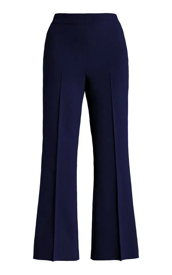 HIGH SPORT Long Kick Flared Stretch-cotton Knit Pants - Navy