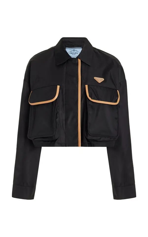 Prada Re-nylon Cropped Utility Jacket With Oversized Pockets