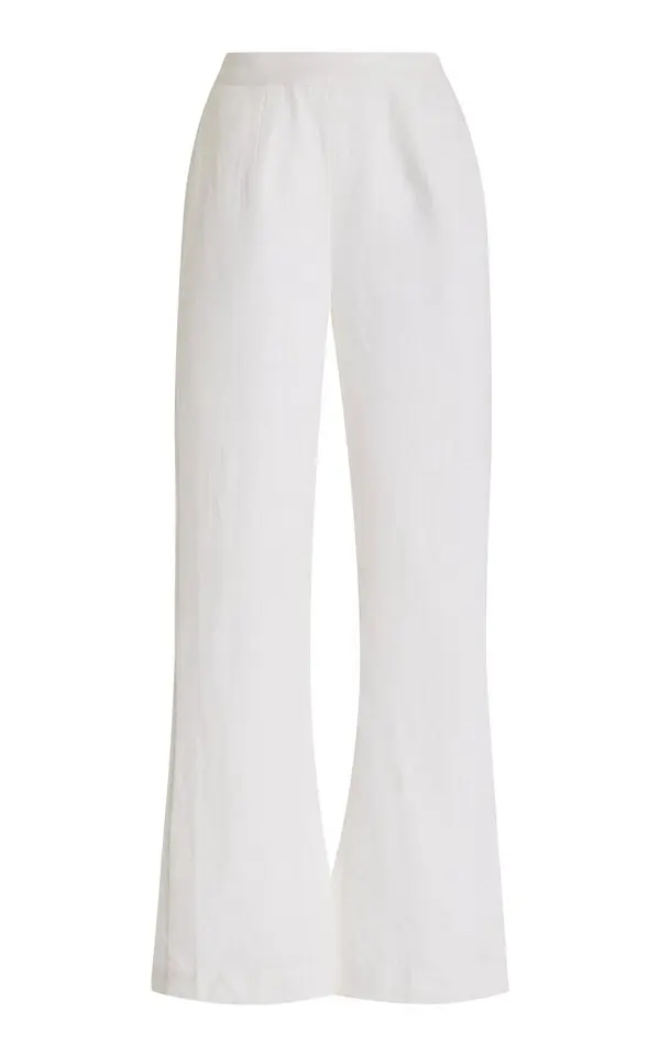 Posse Tia High-waisted Linen Flared-leg Trousers - White