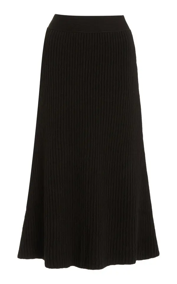 Bottega Veneta Ribbed Wool Midi Skirt