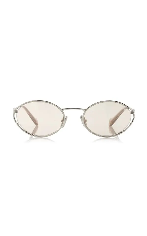 Miu Miu Round Frame Metal Sunglasses - Silver