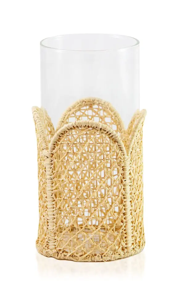 MODA DOMUS Set-of-four Wicker-lined Tall Glasses - Neutral