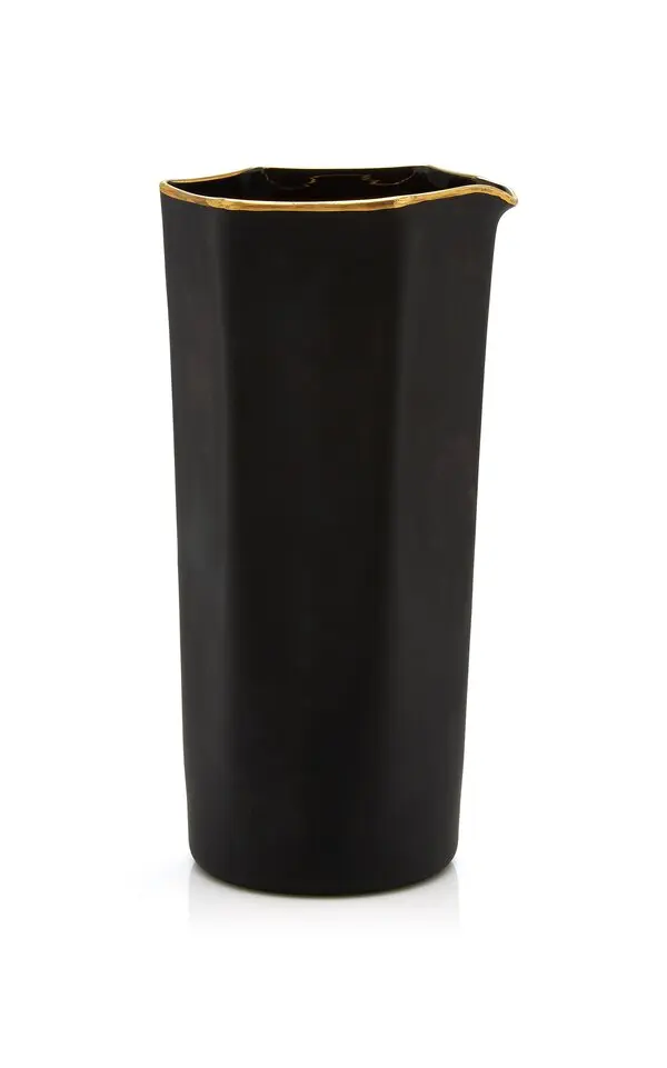 MODA DOMUS Gold-tipped Matte Glass Carafe - Black