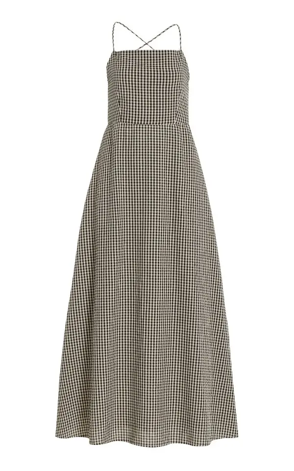 Posse Lori Gingham Cotton Maxi Dress - Black
