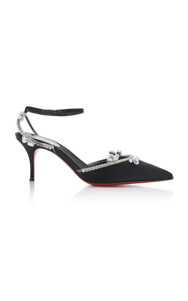 CHRISTIAN LOUBOUTIN Marykate Queen 70mm Crystal-embellished Crepe Satin Pumps - Black