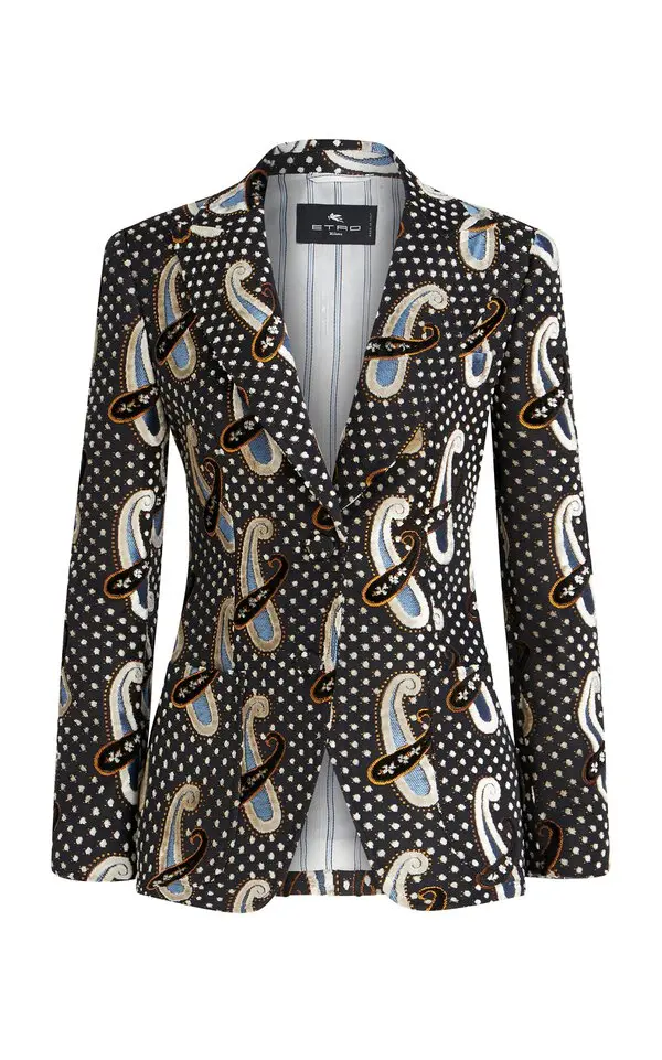 Etro Paisley Print Single-breasted Blazer - Black