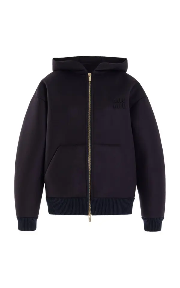 Miu Miu Padded Wool Hoodie - Navy