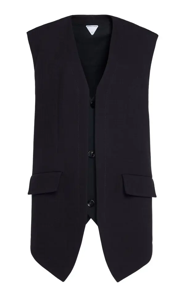 Bottega Veneta Oversized Cotton-blend Melange Vest - Black