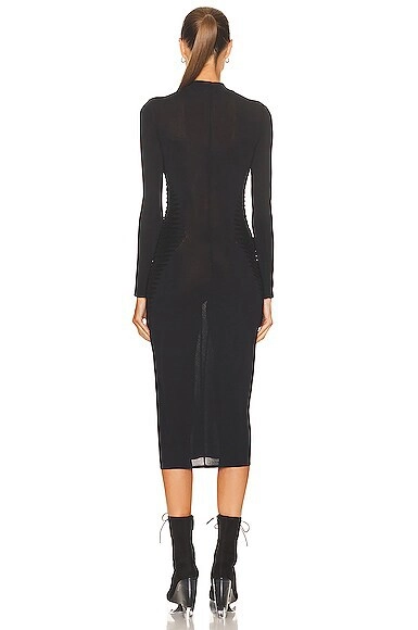 Alaïa Long Sleeve Ribbed Maxi Dress