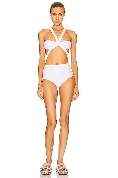 Alaïa White One Piece Swimsuit With Cut-out Detail