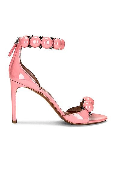 Alaïa La Bombe 90 Embellished Patent Leather Sandals - Rose Fraise