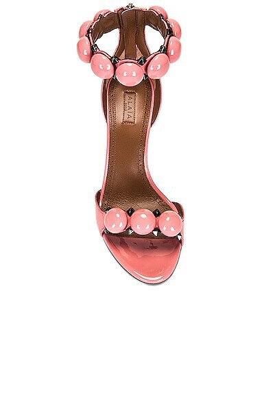 Alaïa La Bombe 90 Embellished Patent Leather Sandals - Rose Fraise