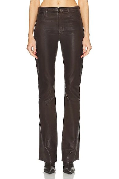 L'Agence Ruth Flare Coated Trousers - Espresso Coated