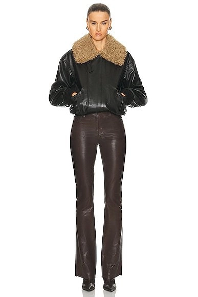 L'Agence Ruth Flare Coated Trousers - Espresso Coated