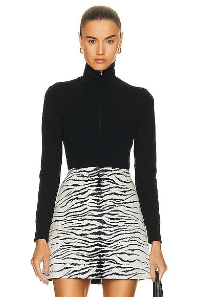 Alaïa Long-sleeve Turtleneck With Front Zipper