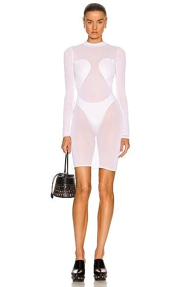 Alaïa Mini Dress With Sheer Mesh Fabric