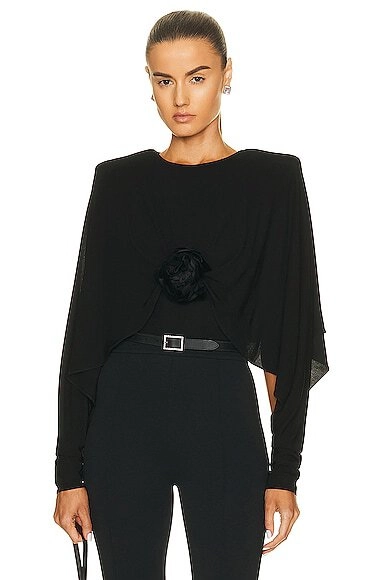 Saint Laurent Long Sleeve Appliqué Top - Noir