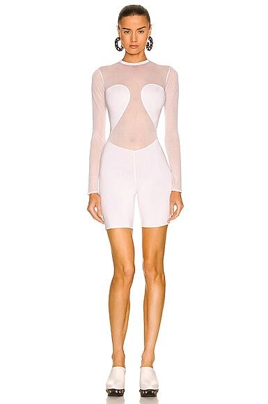Alaïa Second Skin Biker Short Romper - Blanc