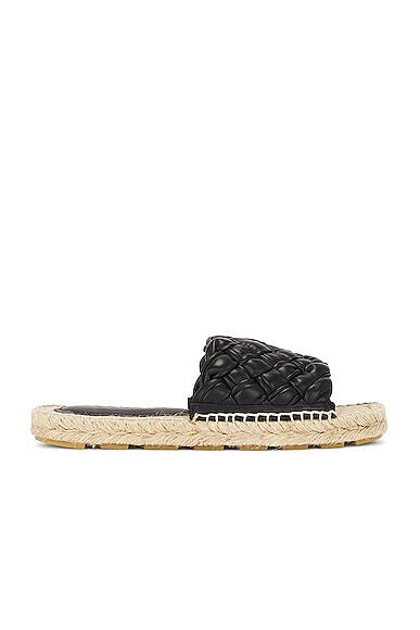 Bottega Veneta Jack Mule Espadrille Leather Sandal - Black