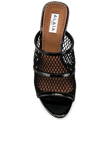 Alaïa Black Patent Calfskin And Net Mesh Slingback Heels