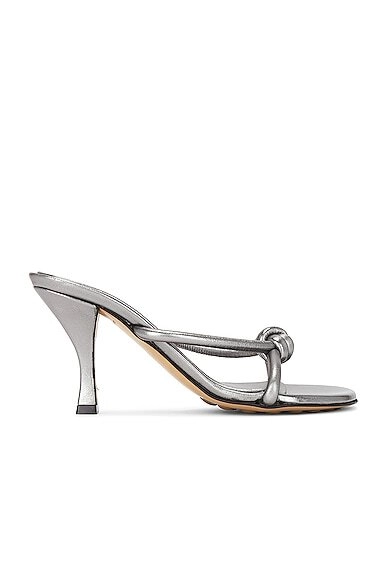 Bottega Veneta Metallic Knot Detail Mule Sandals - Silver