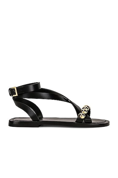 Alaïa Flat Ankle Strap Sandals With Gold-tone Hardware