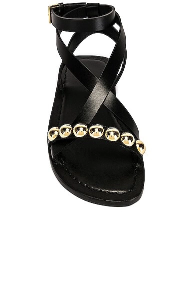 Alaïa Flat Ankle Strap Sandals With Gold-tone Hardware