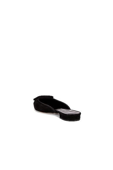Manolo Blahnik Maysale Suede Flat - Black