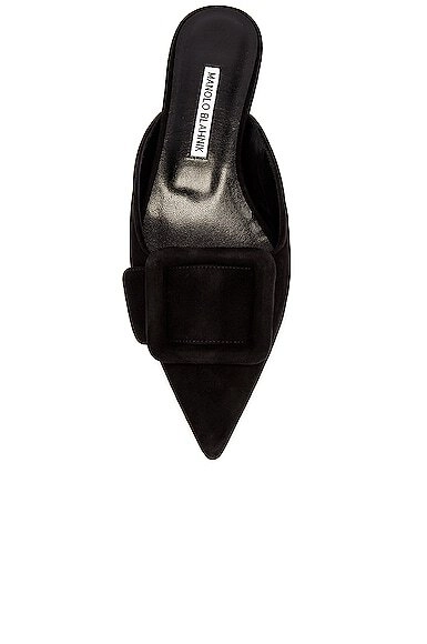 Manolo Blahnik Maysale Suede Flat - Black