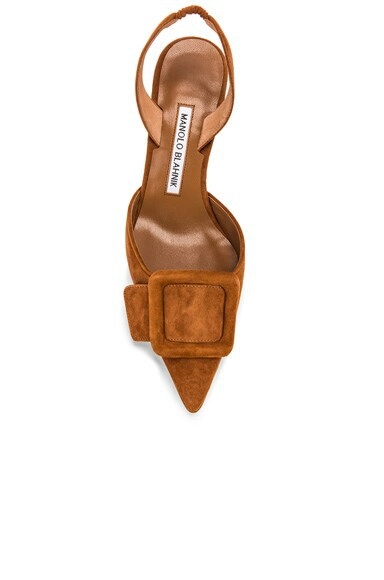 Manolo Blahnik May 70 Suede Slingback - Brown
