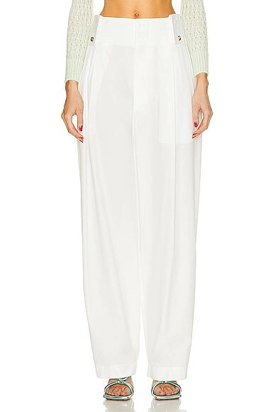 Bottega Veneta Pleated Wide Leg Trousers - Chalk