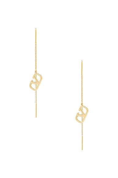 Valentino Garavani Vlogo Signature Drop Earrings In Gold Tone Metal