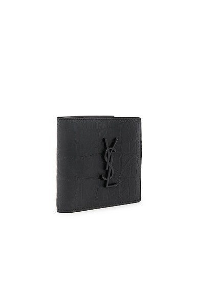 Saint Laurent Croc Embossed Billfold Wallet