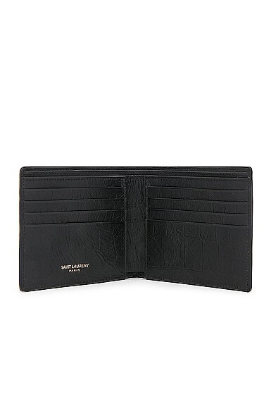 Saint Laurent Croc Embossed Billfold Wallet