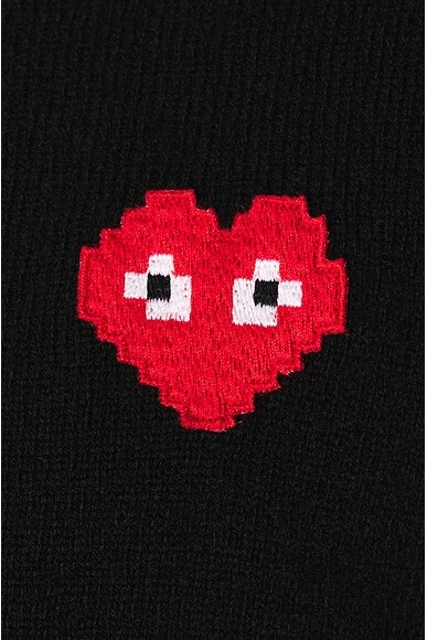 Play Comme Des Garcon Pixelized Heart Logo Cardigan