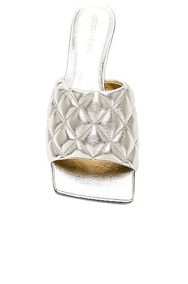 Bottega Veneta Padded Mule Sandal In Metallic