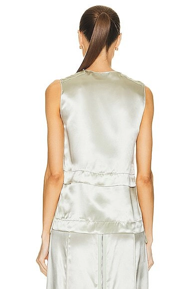 Bottega Veneta Sleeveless Ruffle Satin Blouse