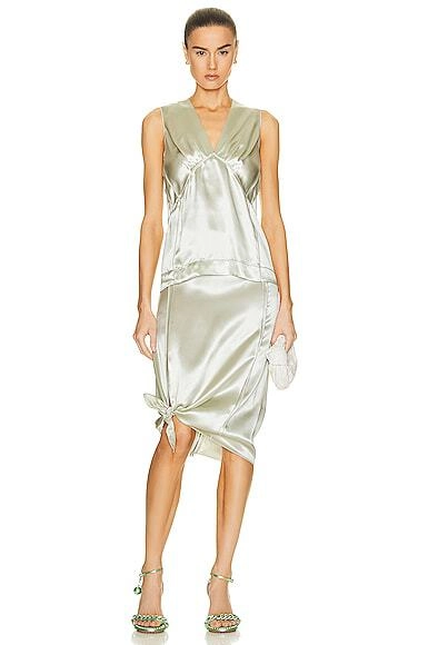 Bottega Veneta Sleeveless Ruffle Satin Blouse