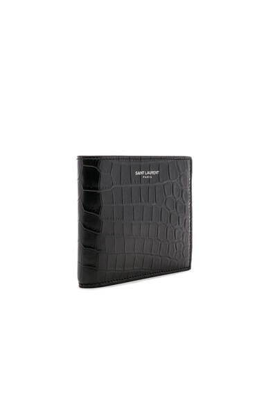 Saint Laurent Matte Croc Billfold Wallet