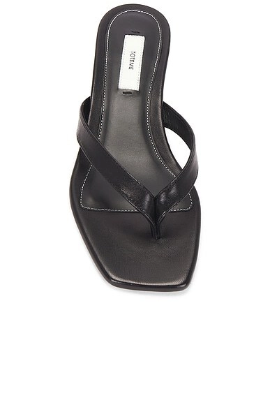 TOTEME Leather Flip Flop Kitten Heel Sandals - Black