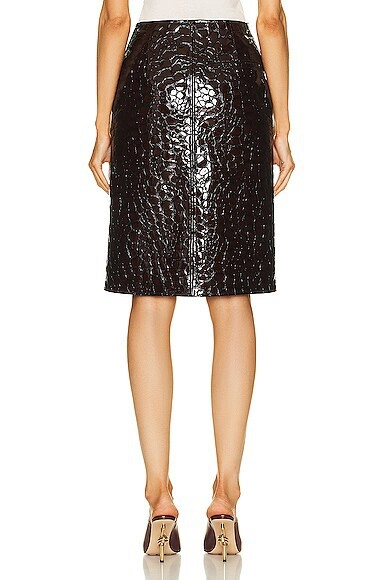 Bottega Veneta Croc-embossed Leather Midi Skirt