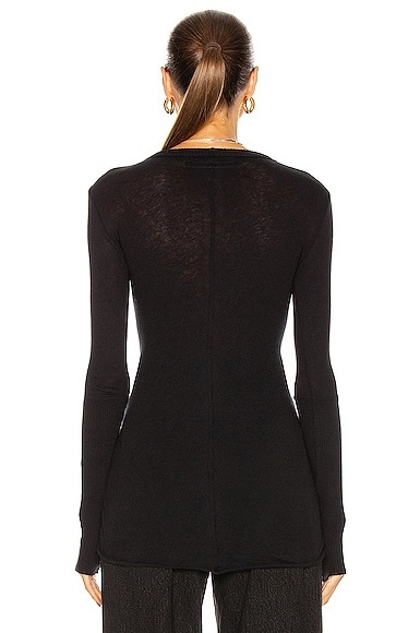 Enza Costa Cashmere Cuffed Crew Tee - Black