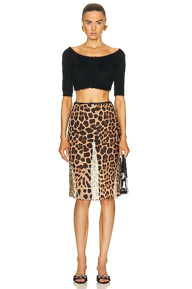 Saint Laurent Cropped Fuzzy Knit Cardigan