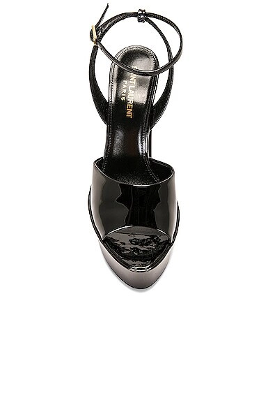Saint Laurent Glossy Leather Platform Sandals