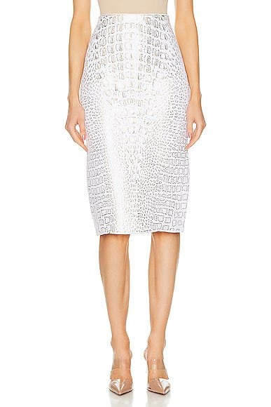 Alaïa Pencil Skirt" In White With Animal Print