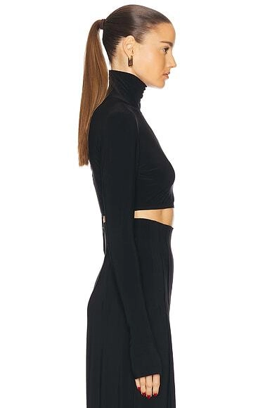 Norma Kamali Cropped Long Sleeve Turtleneck Top
