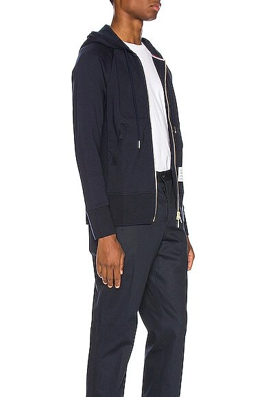 Thom Browne Engineered Bar Zip Hoodie - Navy